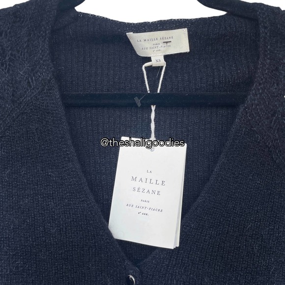 Sezane | Sweaters | Sezane Garance Jumper Black Knit Cardigan Mohair ...